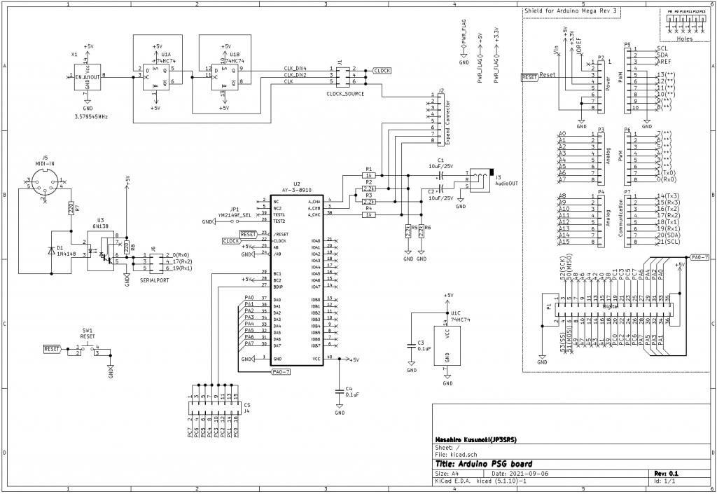 AY-3-8910(PSG) の Arduino シールド作成 | 趣味関係のメモ帳
